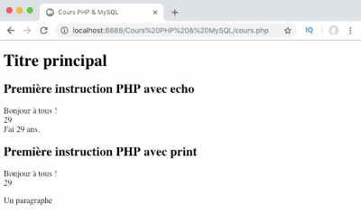 Afficher un résultat en PHP avec une instruction echo ou print - Pierre ...