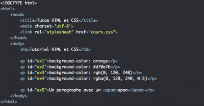 Modifier la couleur de fond du contenu HTML avec background-color CSS