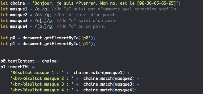 Les métacaractères point, alternatives, ancres et quantificateurs des ...