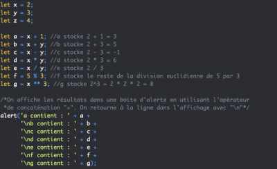 Présentation des opérateurs arithmétiques et d'affectation JavaScript ...