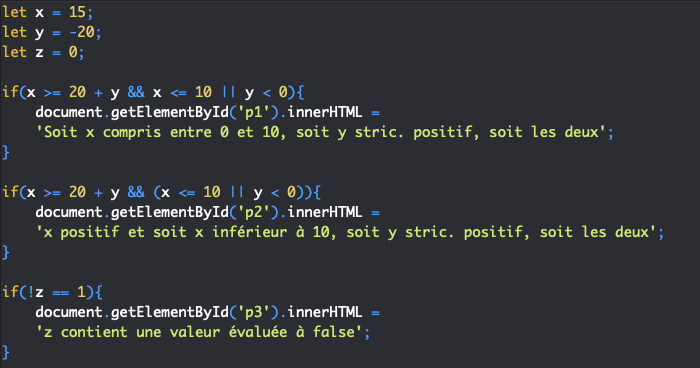 Opérateurs logiques, précédence et règles d'associativité des ...