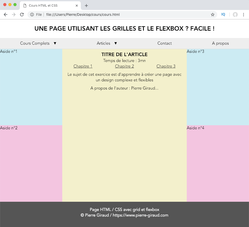 Création d'une page à 3 colonnes contenant des éléments flexibles ...