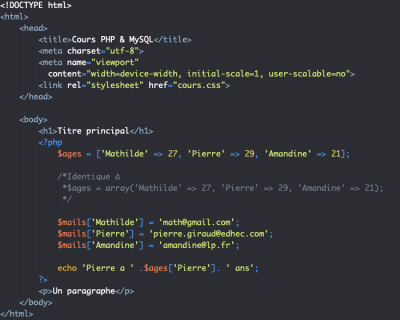 Les tableaux associatifs en PHP - Pierre Giraud