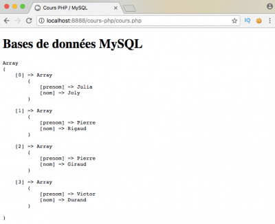 Sélection simple de données dans une table MySQL en PHP - Pierre Giraud